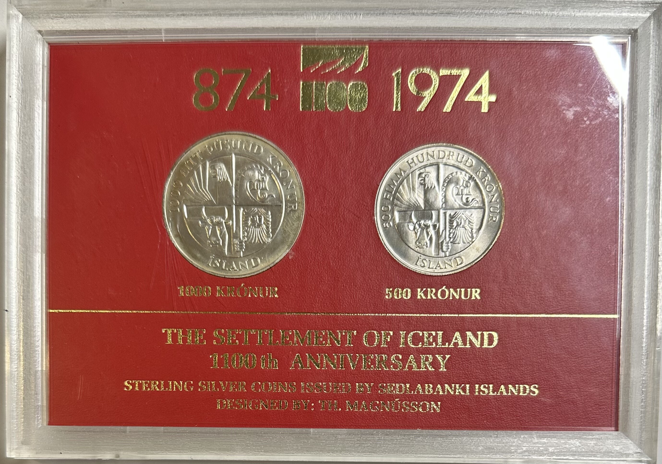 >874-1974 Iceland 500 and 1000 Silver Kronur Coin Set - The Settlement ...