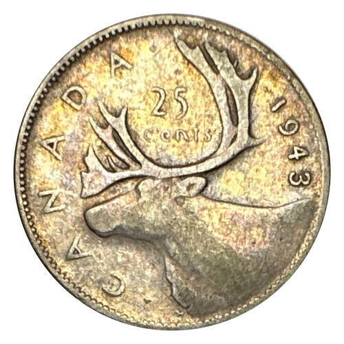 - 1943 Canada Silver 25 Cent Coin - Evenly Toned | Property Room