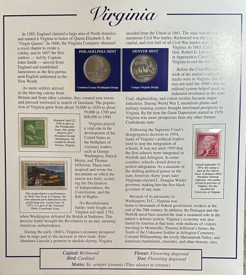 - 2000 (D&P) U.S. Virginia BU Quarters - "Old Dominion 1788" and 3 ...