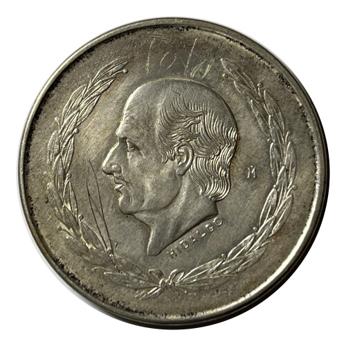 * 1952 Mexico Silver 5 Pesos - Hidalgo - Edged Writing - Surface ...