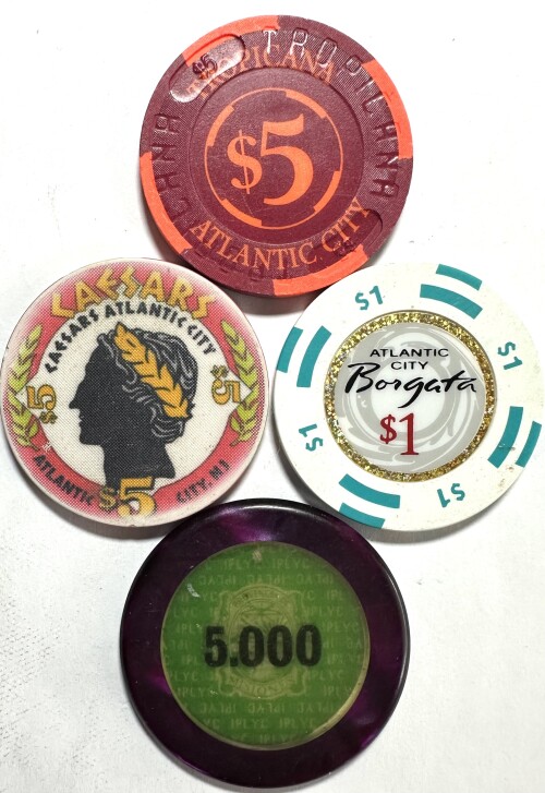 Assortment of Casino Tokens - Caesars Atlantic City, Tropicana Atlantic ...