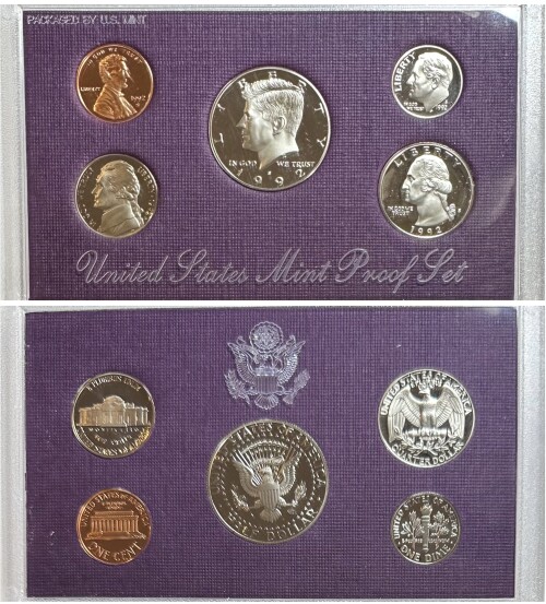 - 1992-S U.S. Mint Proof Set - 5 Coins in Original Mint Packaging with ...