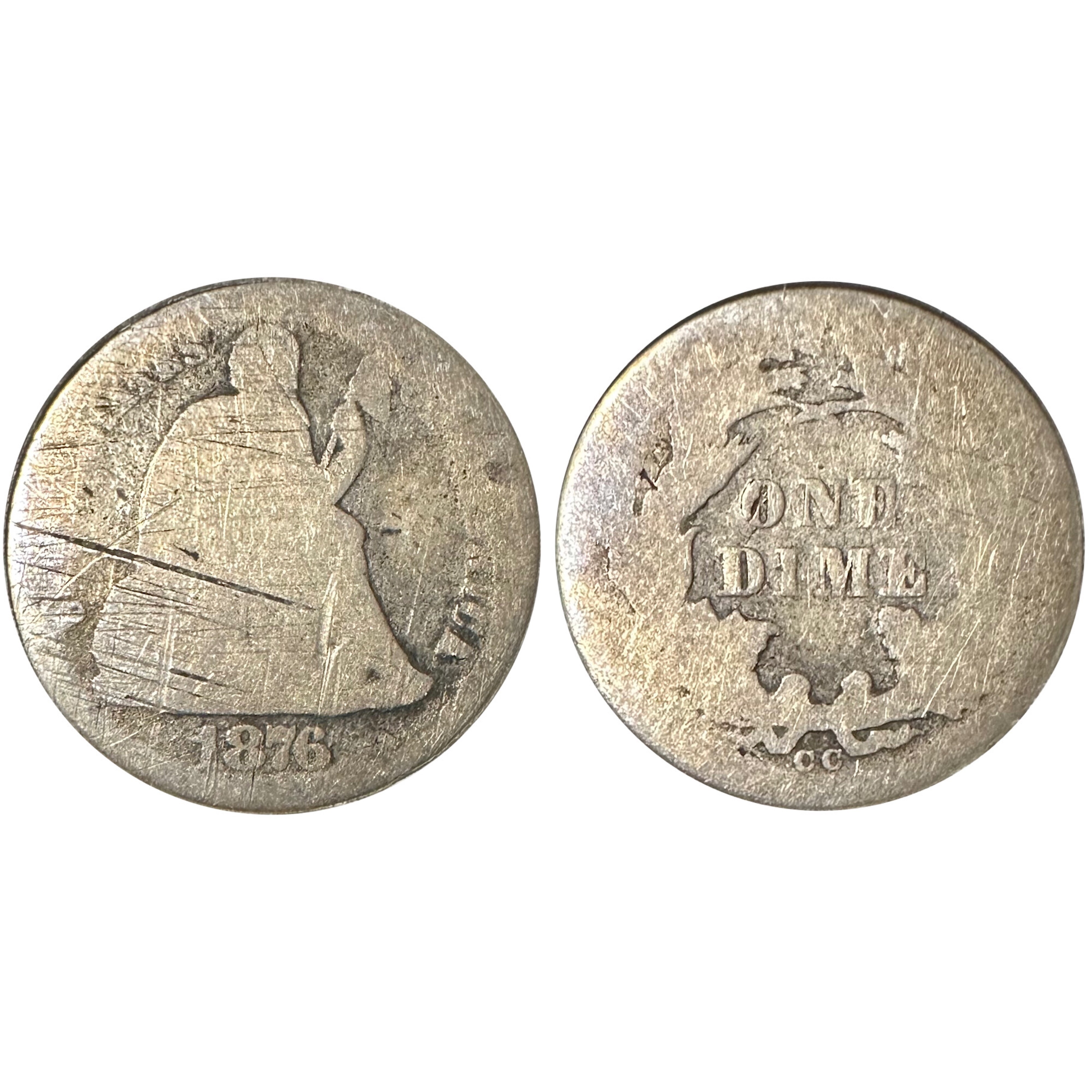 >1876-CC U.S. Silver Liberty Seated Dime - Type 5 Legend Obverse in ...