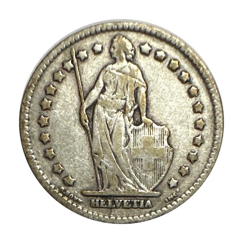 - 1911 B Silver Switzerland 1 Franc Coin - Helvetia Swiss Currency ...