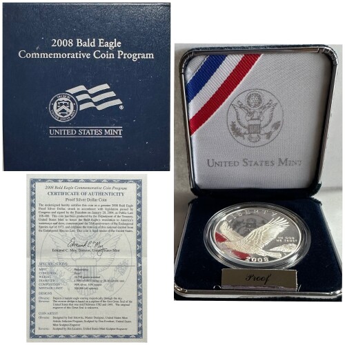 - 2008 U.S. Silver Bald Eagle Commemorative $1 Dollar Coin - Beautiful ...