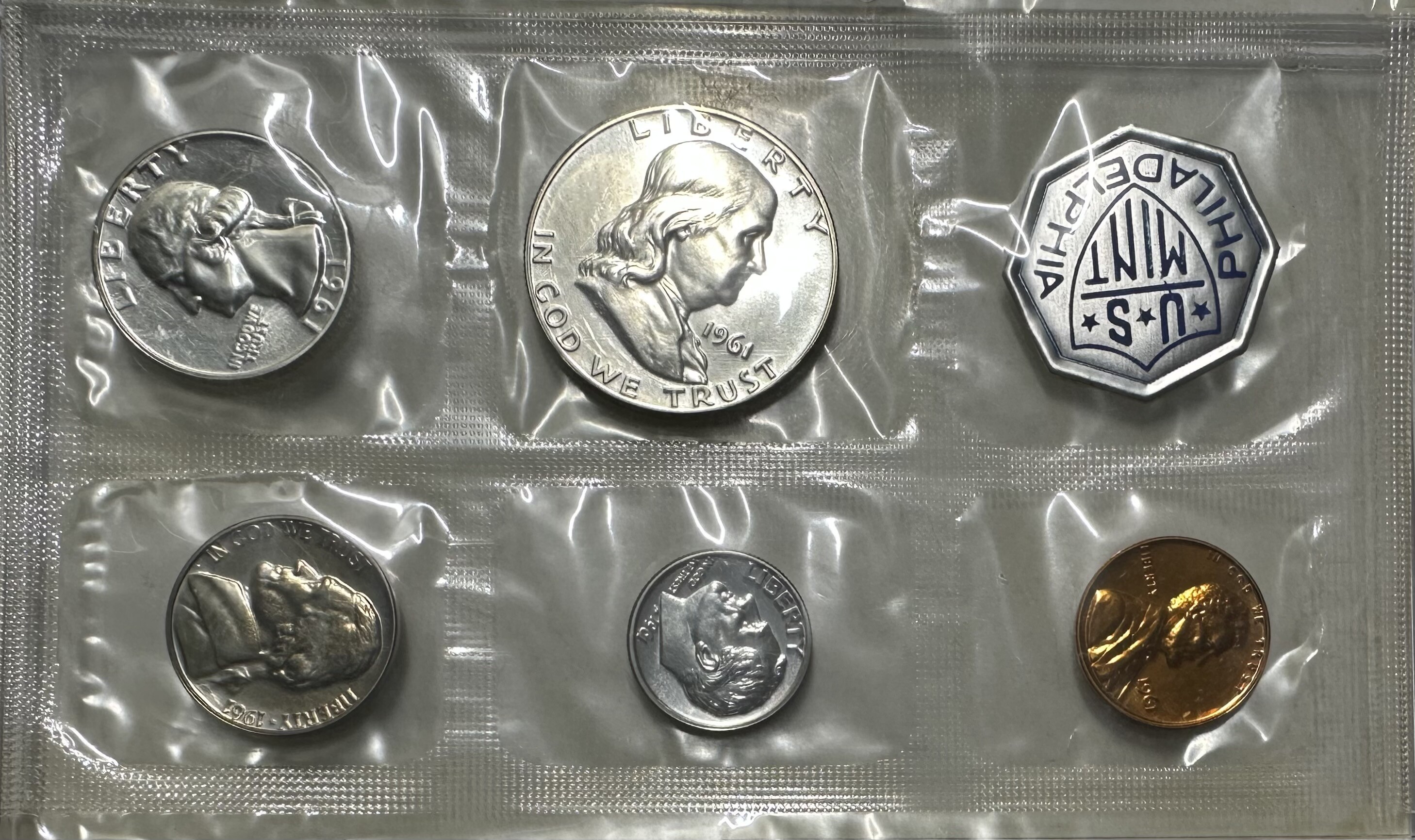 1961-P U.S. Silver Mint Set - 5 Coins including Silver Half, Quarter ...