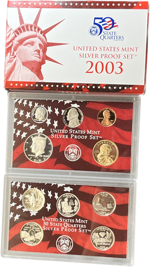 . 2003 U.S. Mint Silver Proof Set - 10 Coins in Original US Mint Packaging with COA | Property Room