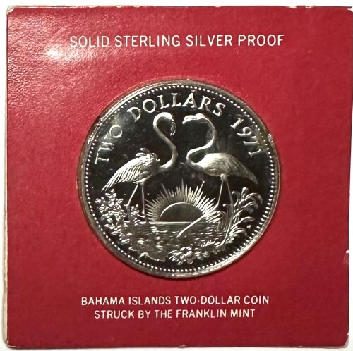 - 1971 Bahamas Sterling Silver Proof Flamingo Two Dollar Coin ...
