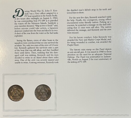 - 1983 (P&D) U.S. Kennedy Uncirculated Half Dollars & Historic Stamp on Collector Panel "Leads ...