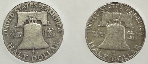 - 1948 & 1963-D U.S. Silver Franklin Half Dollars - First & Last Coin ...