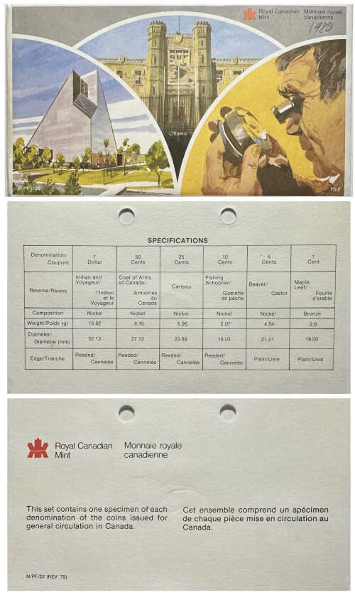 - 1980 Royal Canadian Mint Coin Set - 6 Uncirculated Coins in Original ...