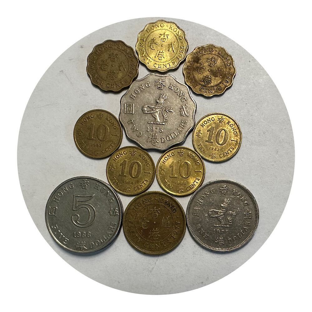1975-1988 Hong Kong Coins - 11 Coins Including Security Reeded Five ($5 ...