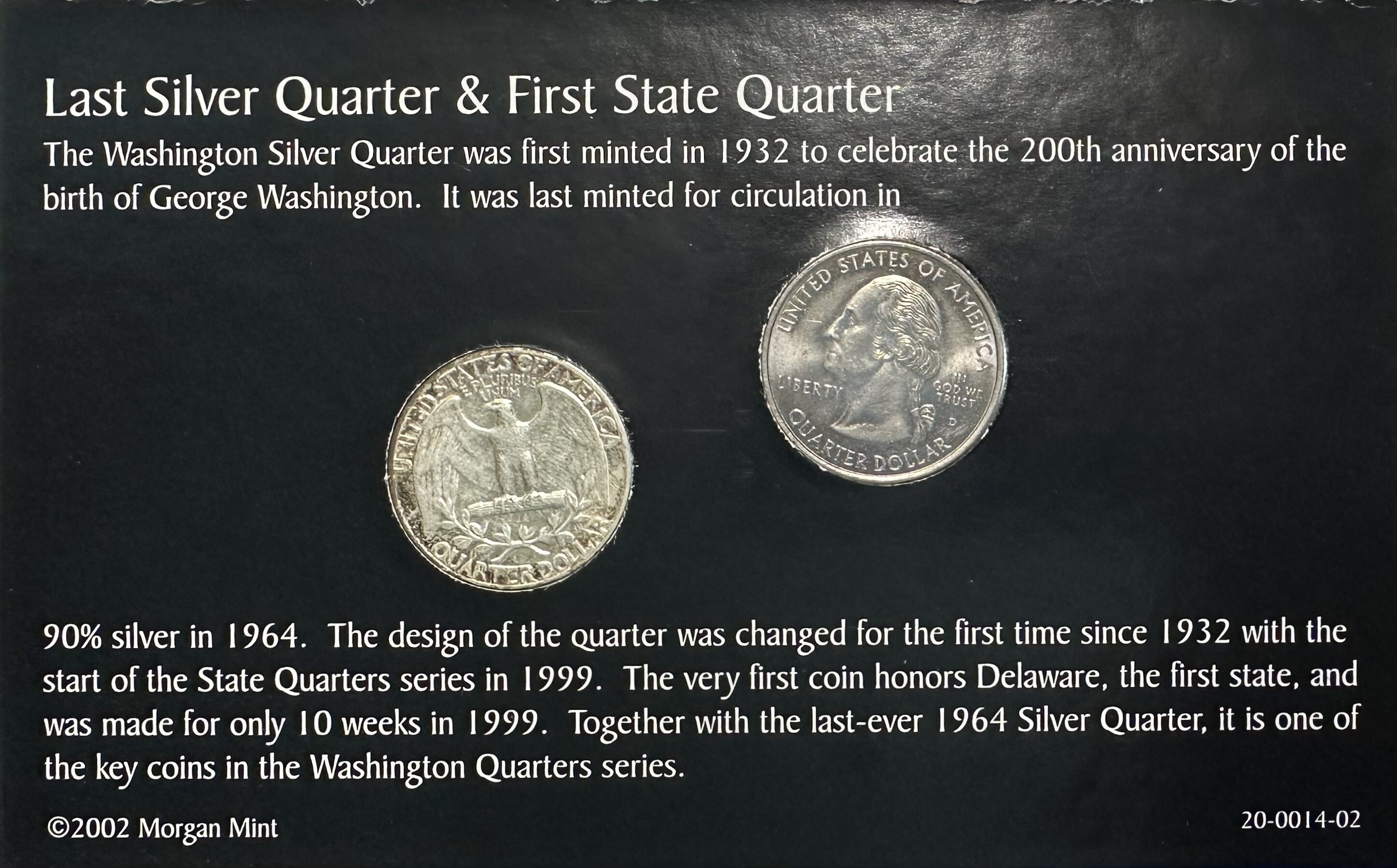 Last Silver Quarter & First State Quarter Set - 1964 U.S. Silver ...