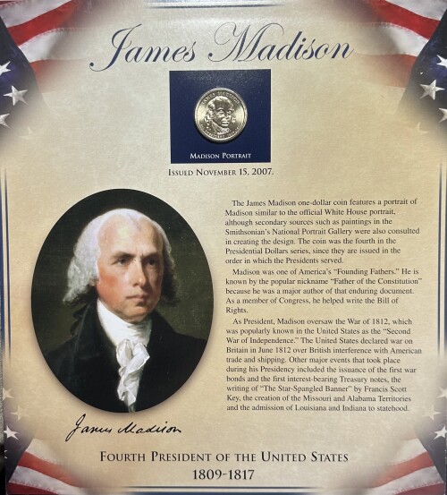 2007-P U.S. $1 Presidential Coin - James Madison "Father of the ...