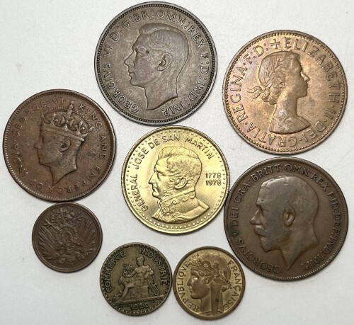 *Collection of Foreign Coins - Great Britain, Mauritius, Argentina ...