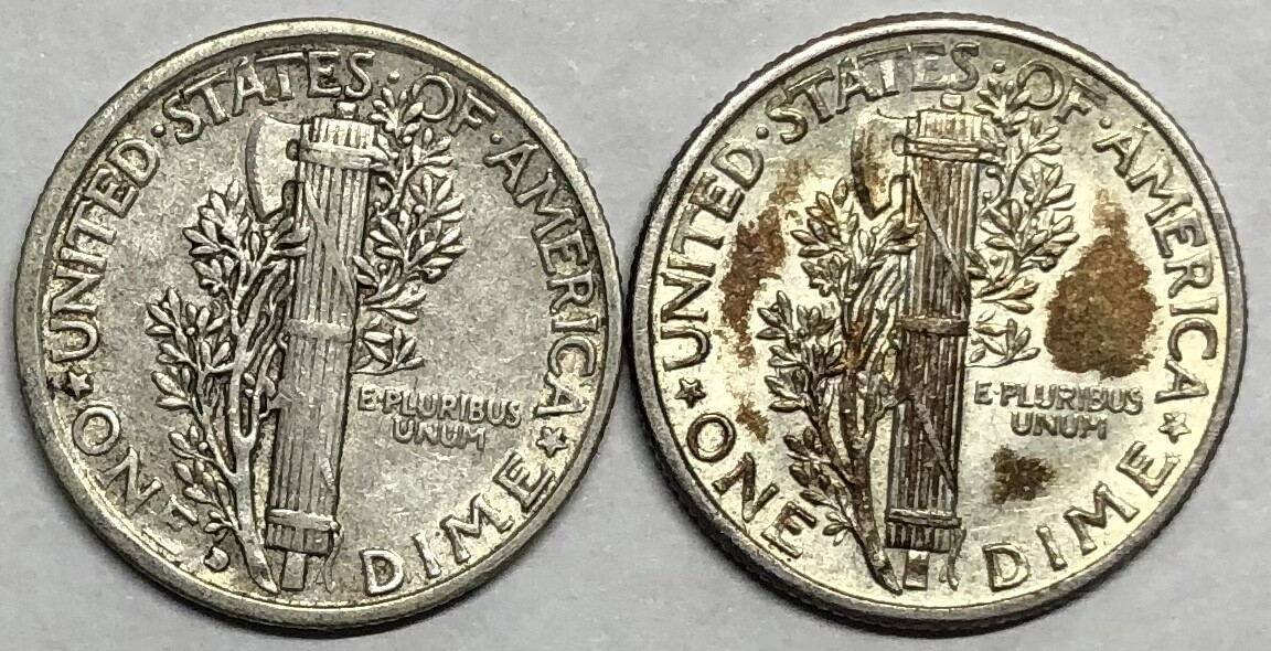 >1929-D & 1942 U.S. Silver Mercury Dimes - 2 Coins With Nice Toning ...