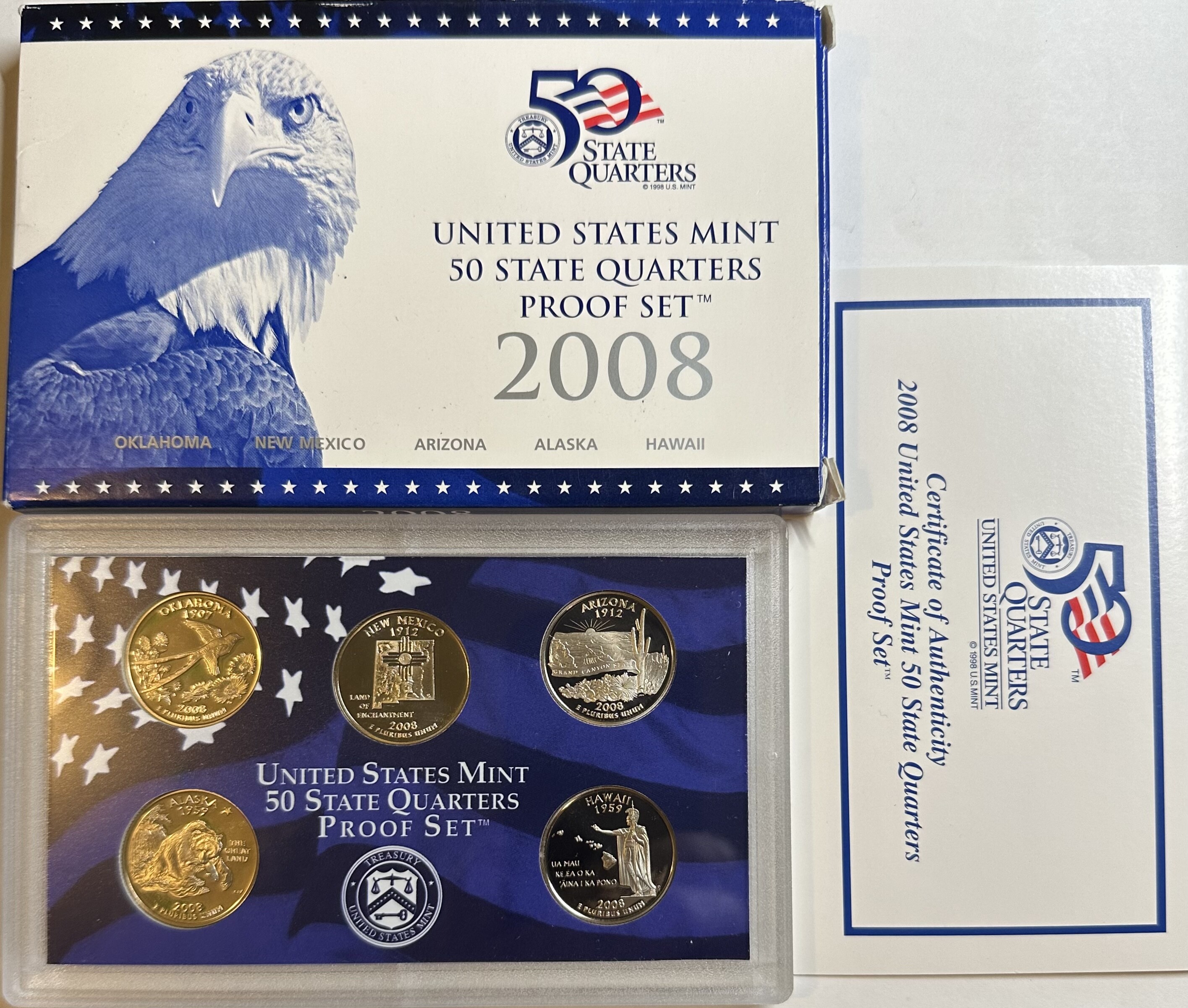 >2008-S U.S. Mint 50 State Quarters Proof Set - Oklahoma, New Mexico ...
