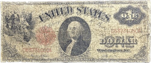 . Series 1917 U.S. One Dollar Large Legal Tender Red Seal Note ...