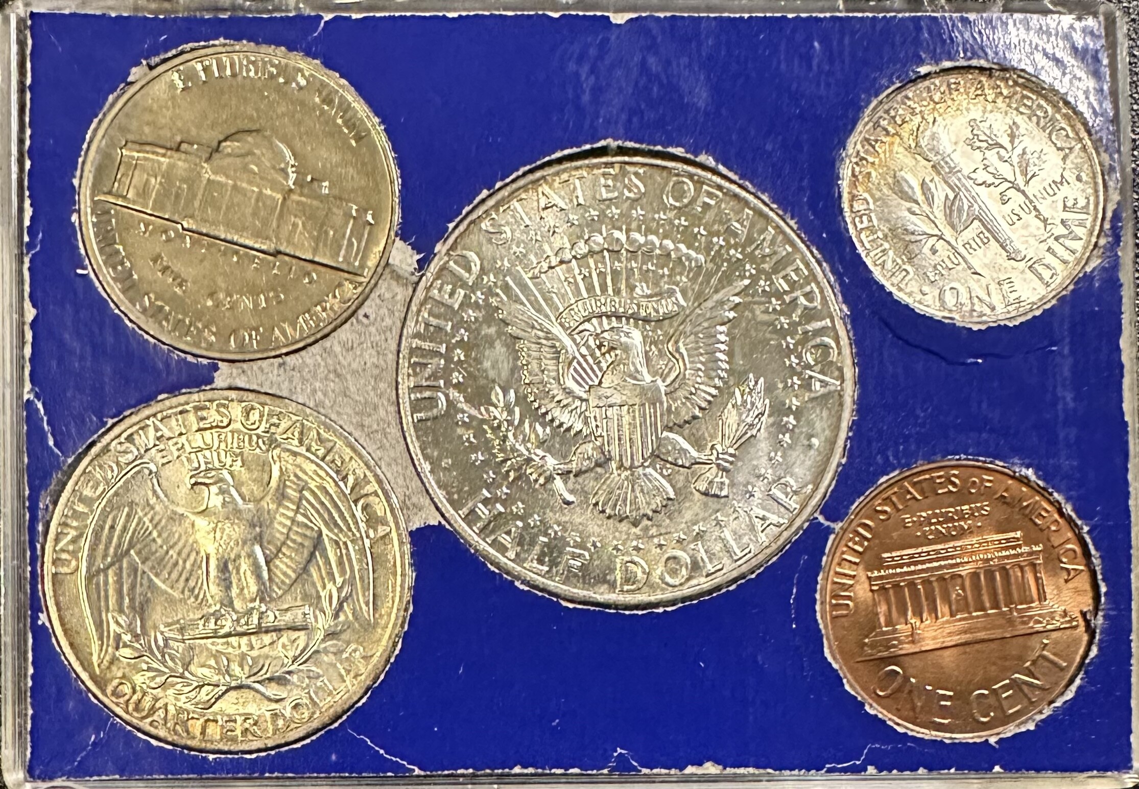 >1964 U.S. Mint Set - 5 Coins Including 1966 Kennedy Half Dollar in ...