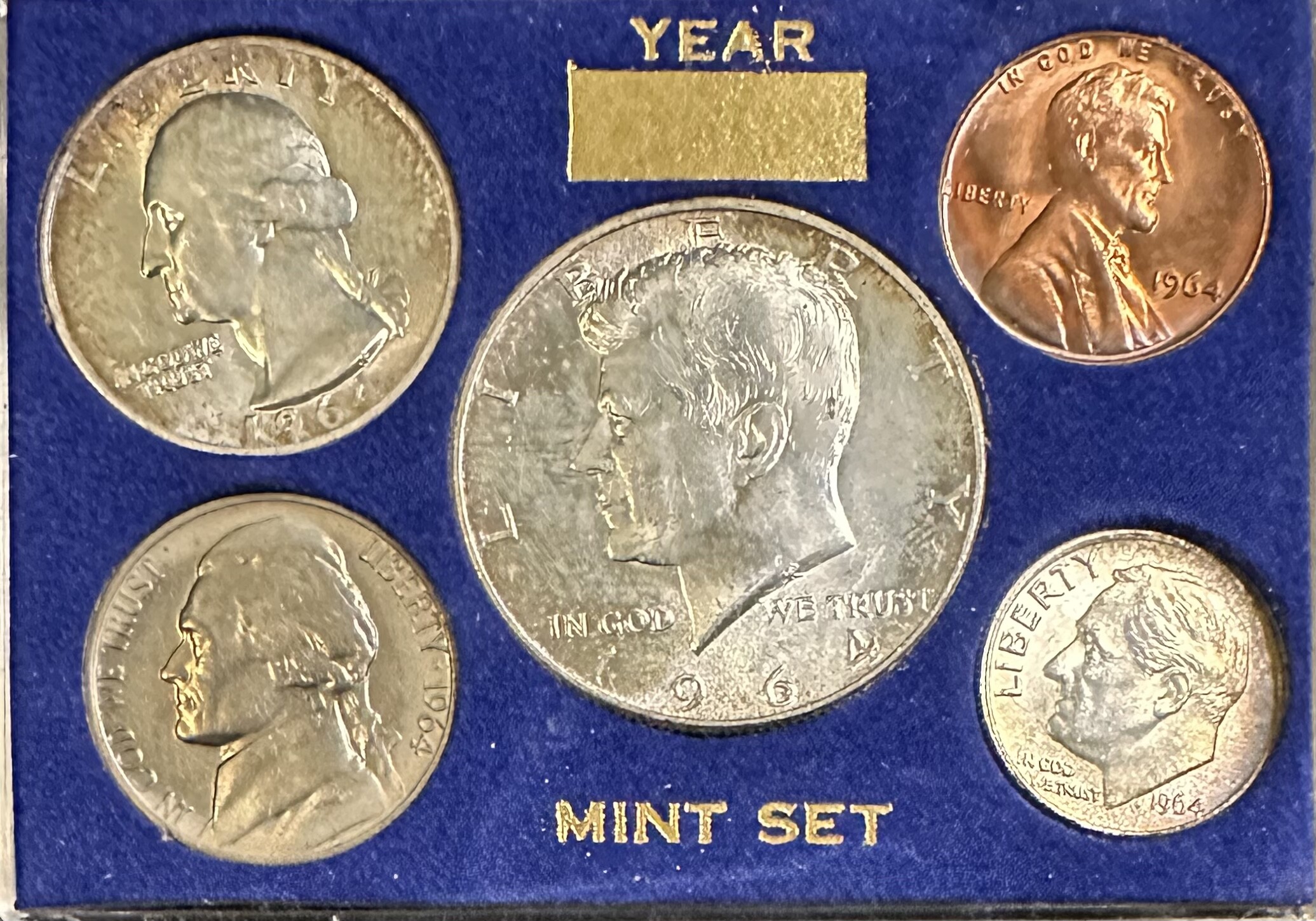 >1964 U.S. Mint Set - 5 Coins Including 1966 Kennedy Half Dollar in ...