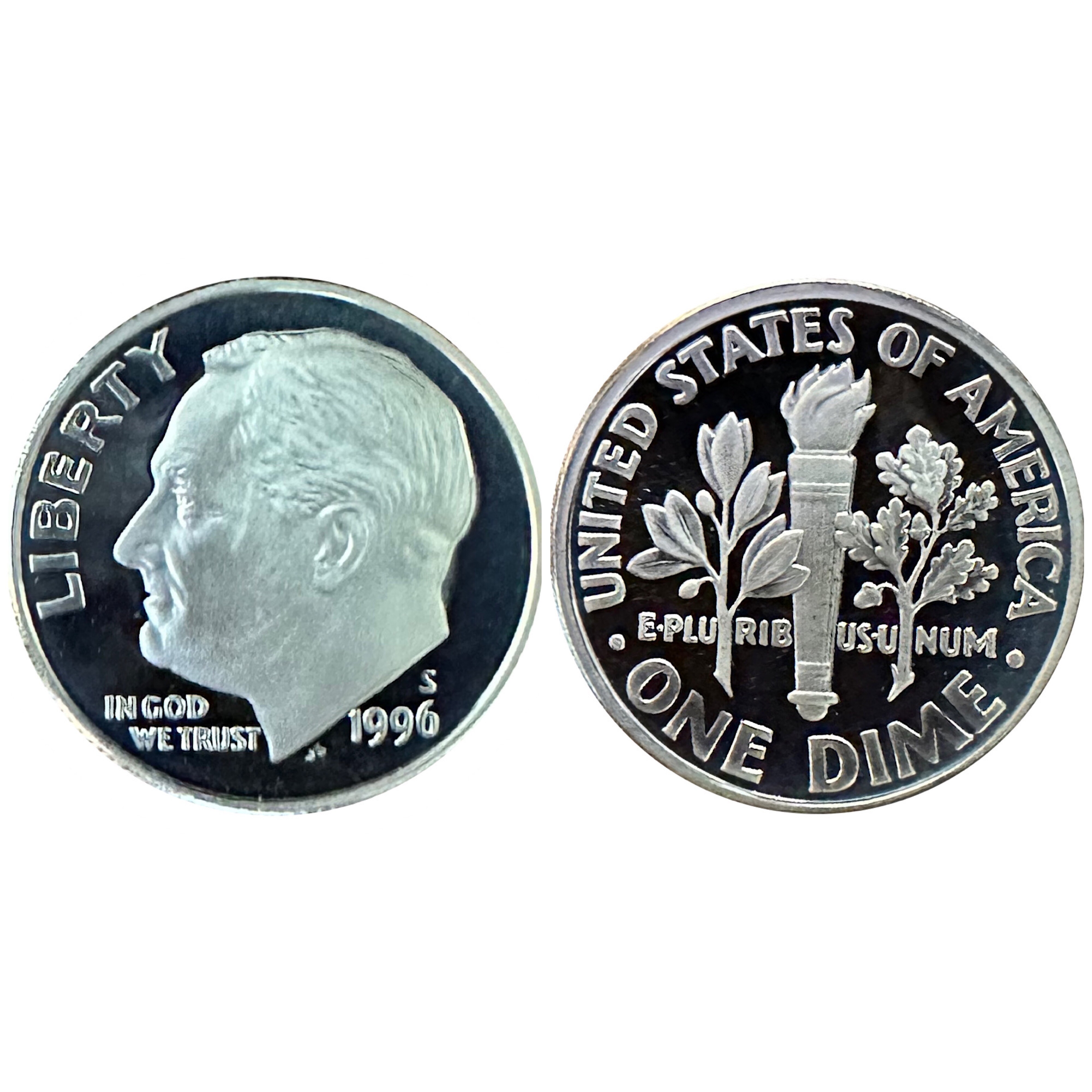 >1996-S and 2008-S U.S. Silver Proof Roosevelt Dimes - 2 Coins with ...