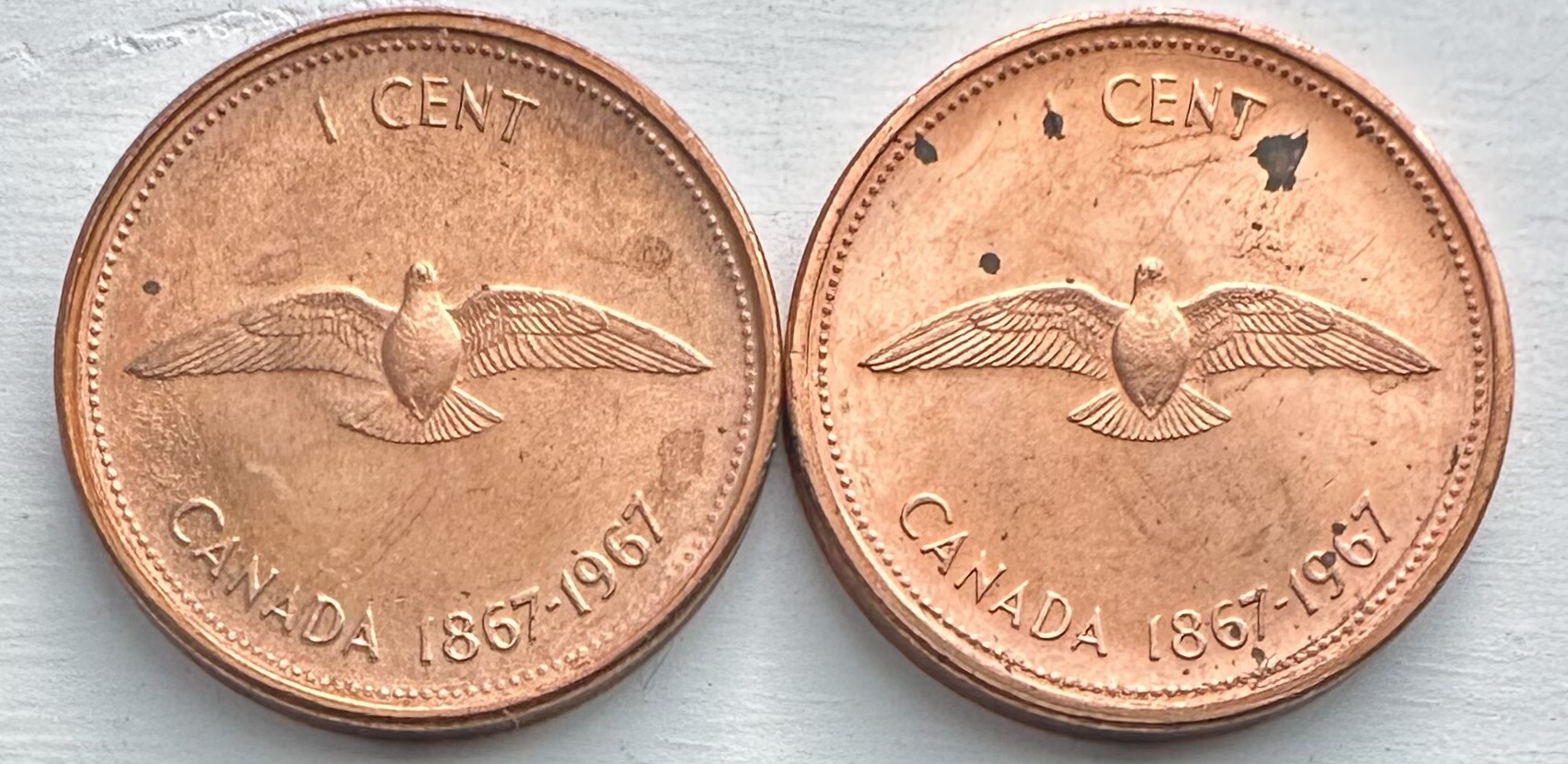 (2) 1867-1967 Canada 100th Anniversary 1 Cent Coins - Beautiful Red ...