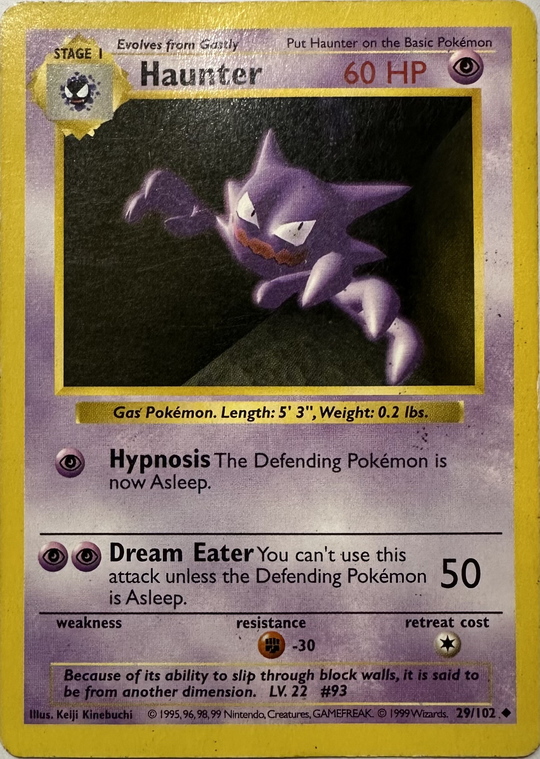 Pokémon Trading Card - HAUNTER, Stage 1 - 1995, 96, 98, 99 Nintendo ...