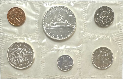 1961 Canada Silver Uncirculated 6 Coin Set - Featuring Queen Elizabeth ...