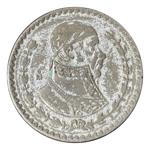 * 1961 Mexico Silver Un Peso Coin with Edged Writing | Property Room