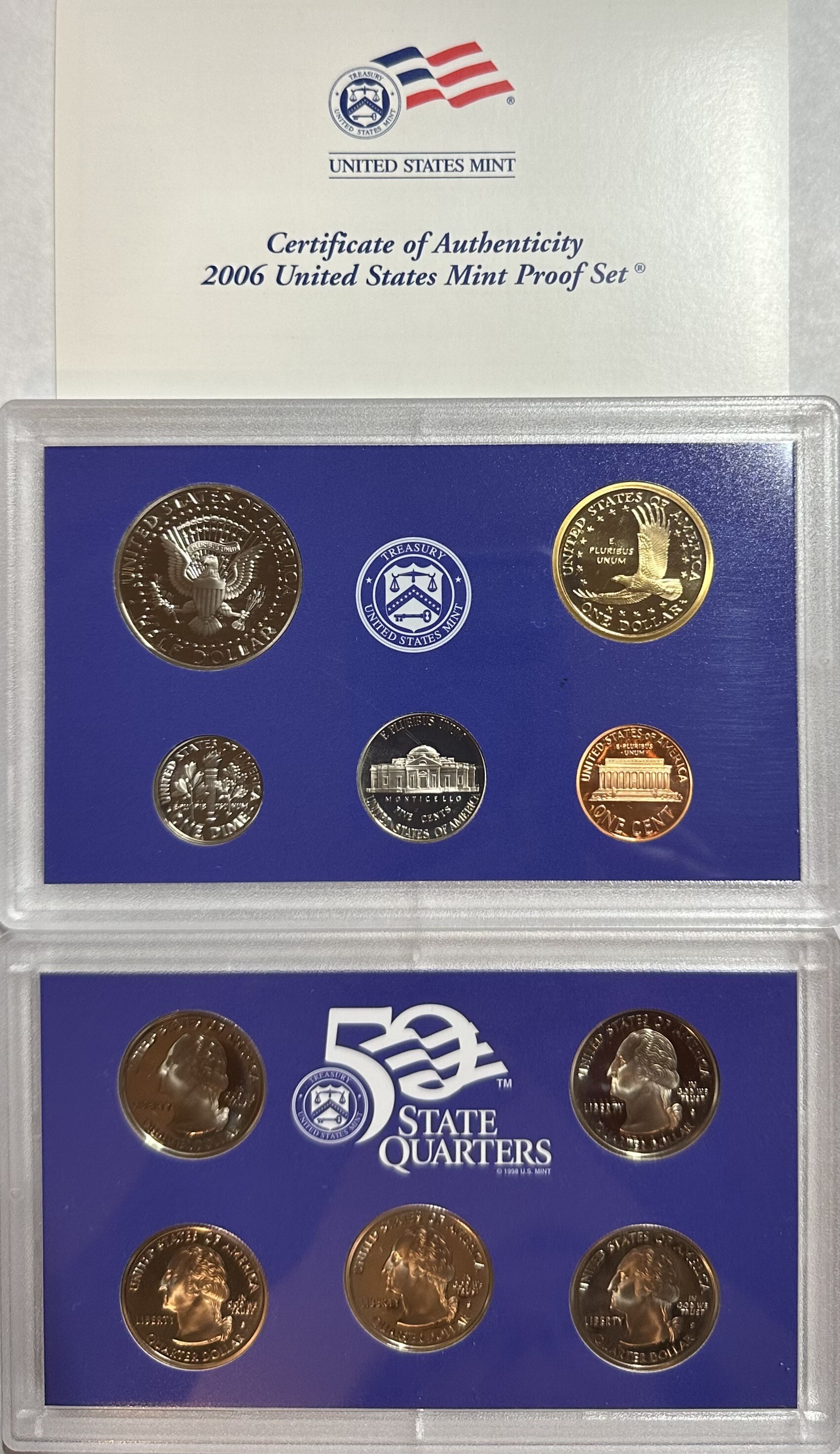 >2006-S U.S. Mint Proof Set - 10 Coins Including Sacagawea Dollar and ...