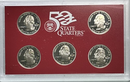 * 2002-S U.S. * Silver * State Quarter Set - 5 Coins in Acrylic Mint ...