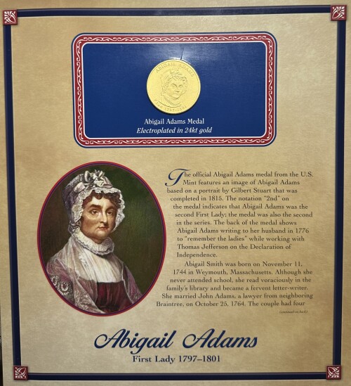 Abigail Adams Medal - First Lady 1797-1801 - Wife of 2nd President John ...
