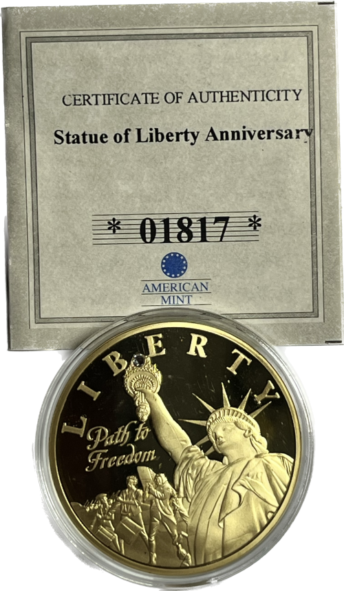 . 2012 24K Gold Layered Proof Statue of Liberty Path To Freedom Commemorative Coin with ...