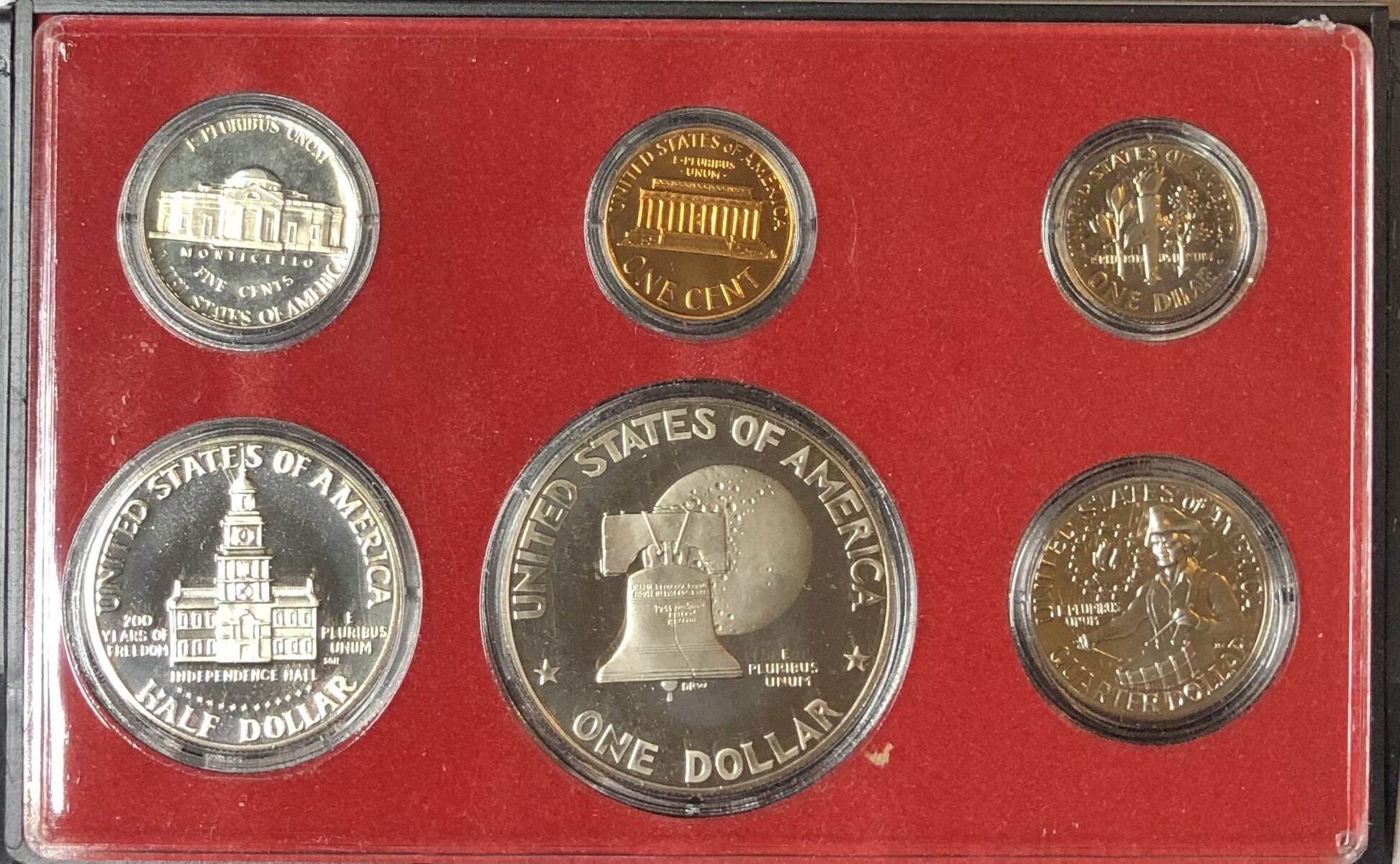 >1975-S U.S. Proof Set, Bicentennial Eisenhower Dollar & Kennedy Half ...