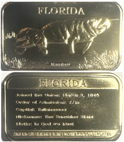 - America's 50 States Florida - The Sunshine State - 18k Gold Plated ...