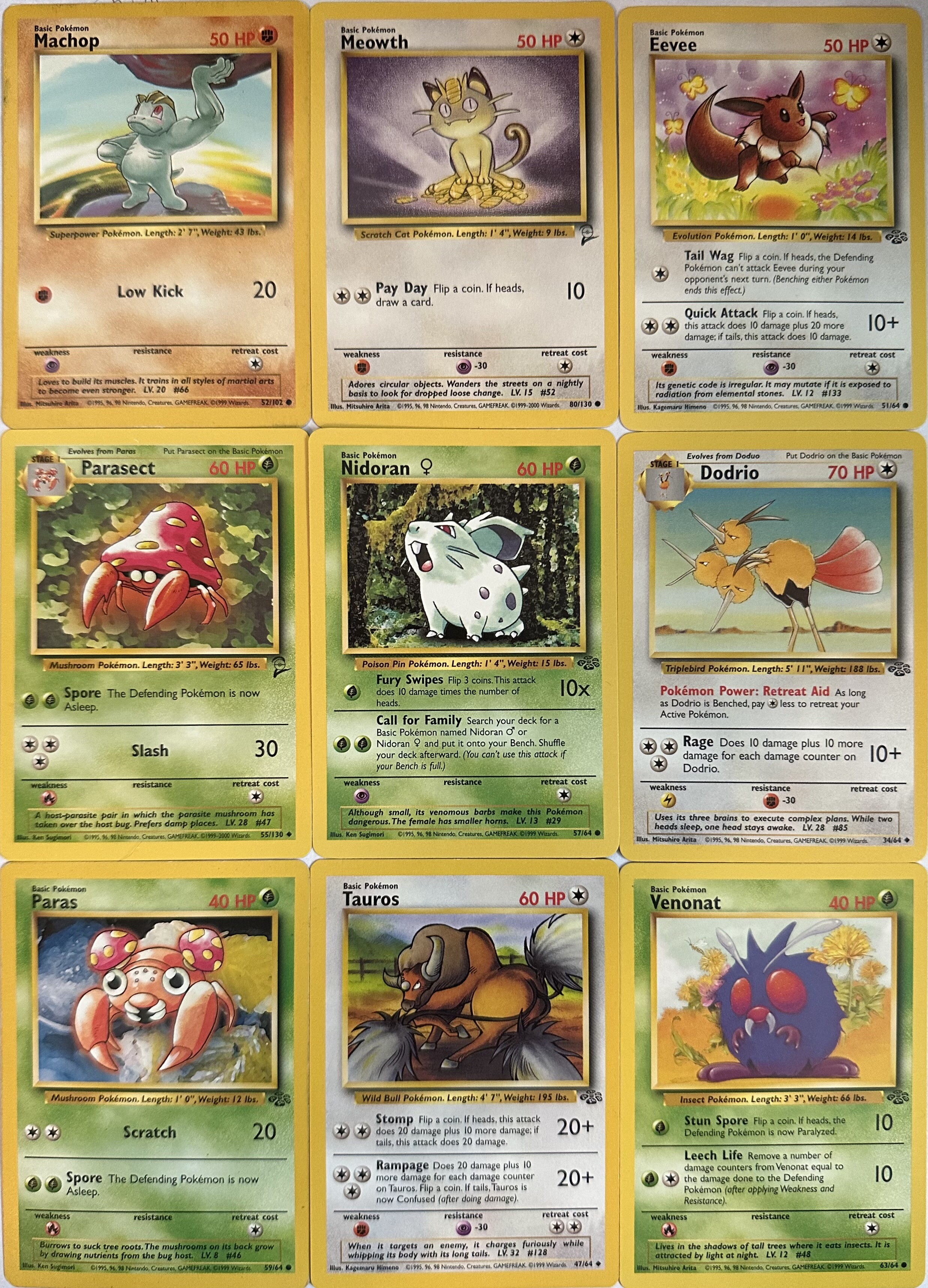 >Lot of 9 Pokemon Trading Cards, 1999-2000 Nintendo, Creatures ...