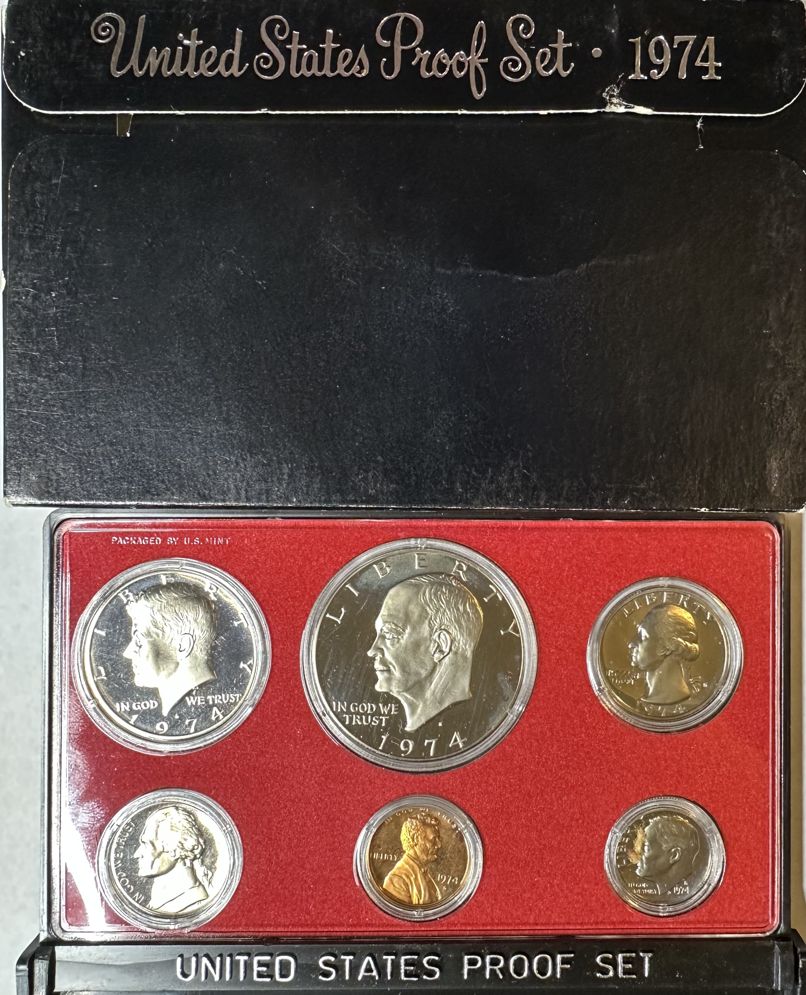 >1974-S U.S. Proof Set - 6 Coins in Original Mint Packaging - Including Eisenhower Dollar ...