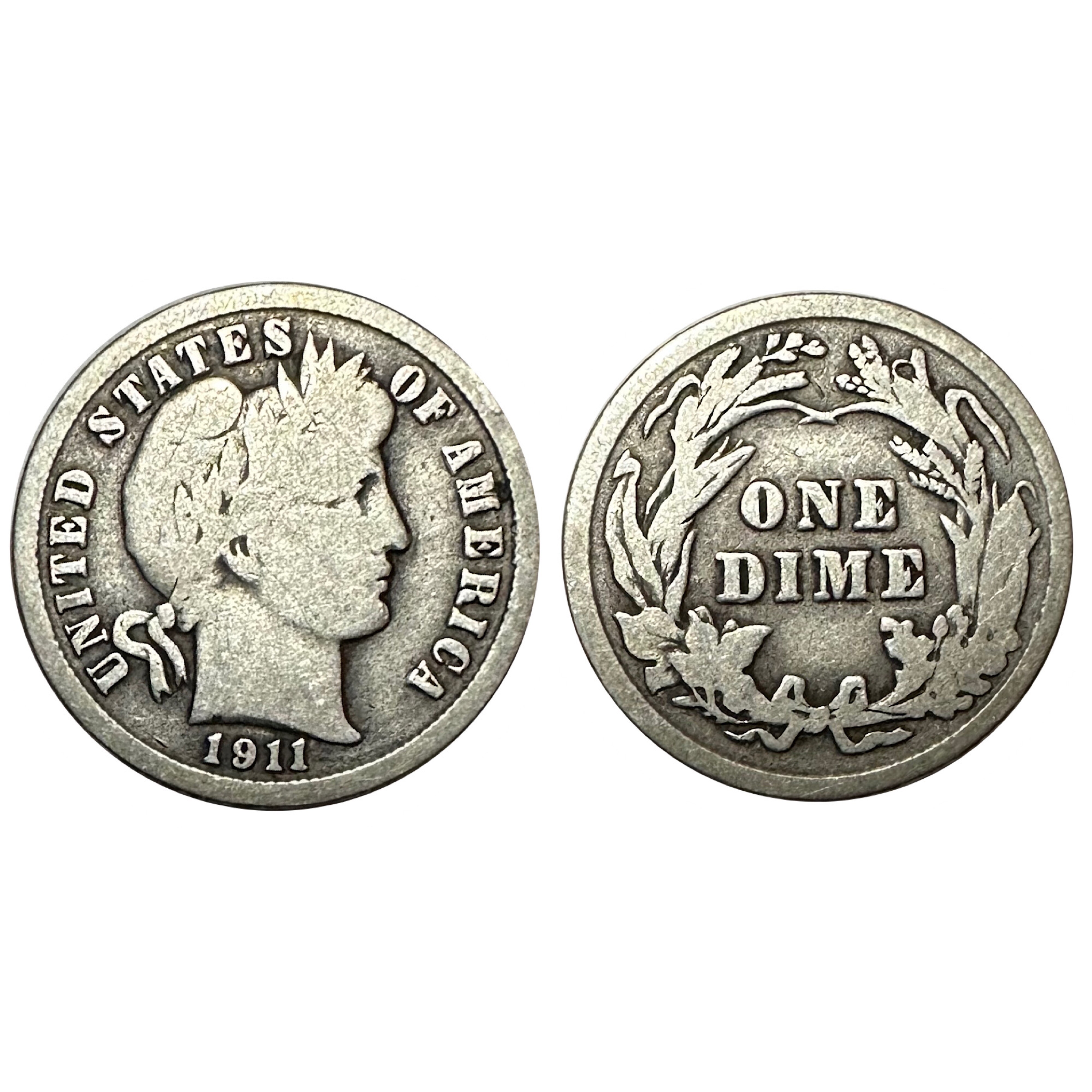 >1911 U.S. Silver Barber Dime and 1911-S Silver Barber Quarter - Nice ...