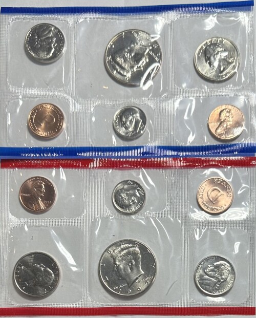 - 1992 (D&P) U.S. Mint Uncirculated Coin Set - 10 Coins and 2 Mint ...
