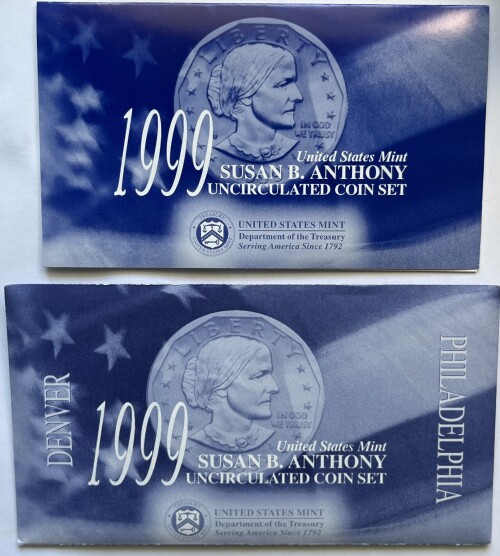 1999 (P&D) U.S. Mint Susan B. Anthony Uncirculated Coin Set - Set of 2 ...