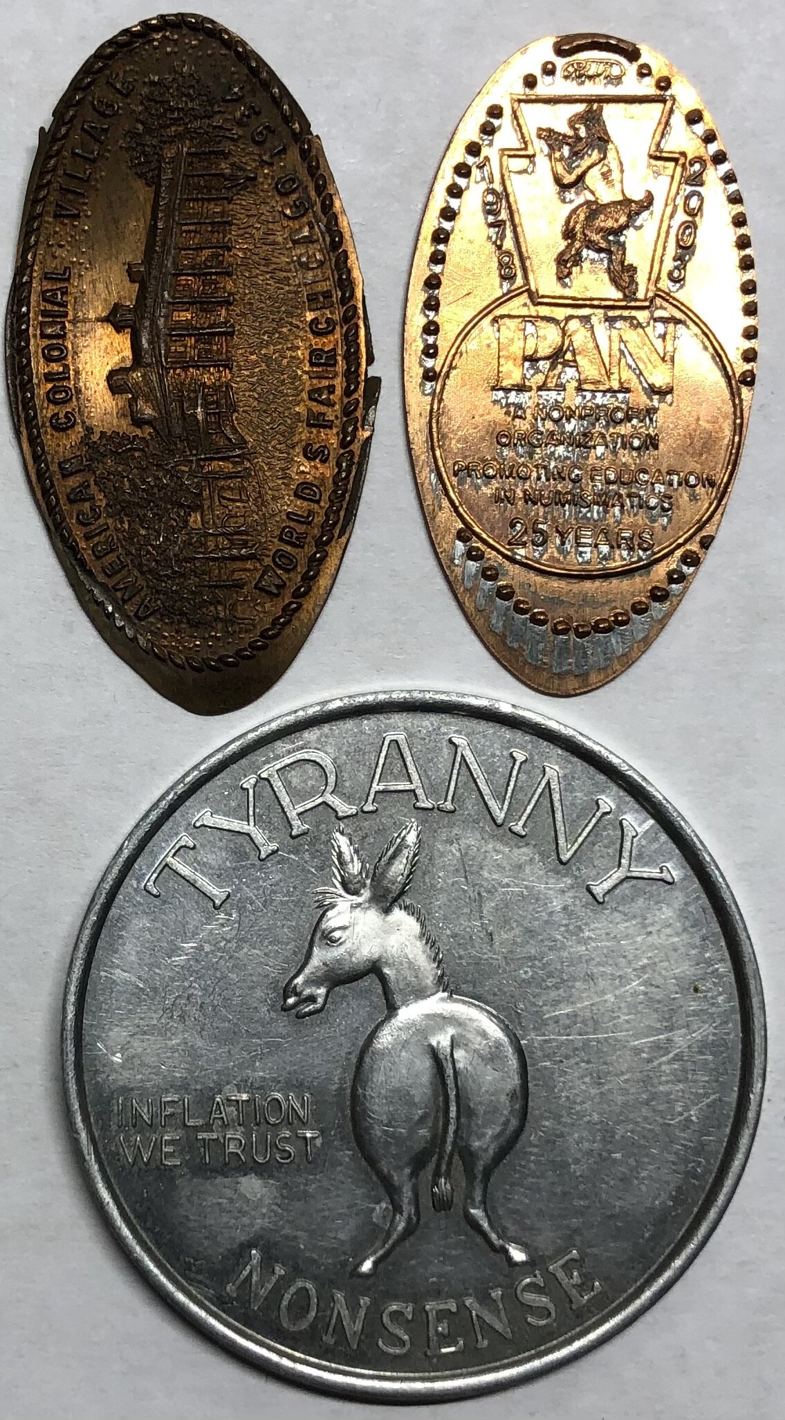 >Collection of Fun Tokens - 2 Elongated Pressed Pennies and Tyranny ...