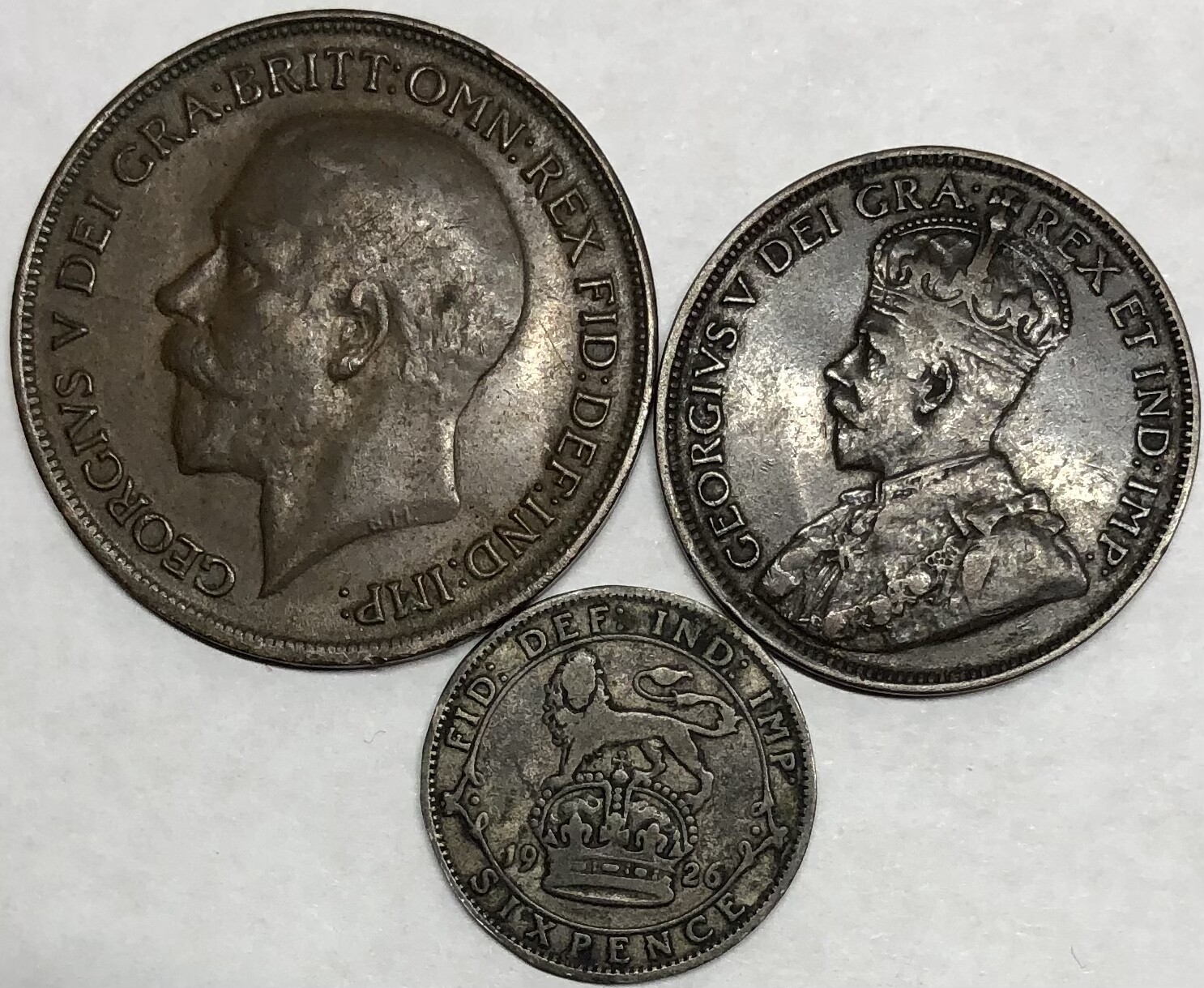 >1918 Great Britain One Penny, 1918 Canada Large One Cent & 1926 Great ...