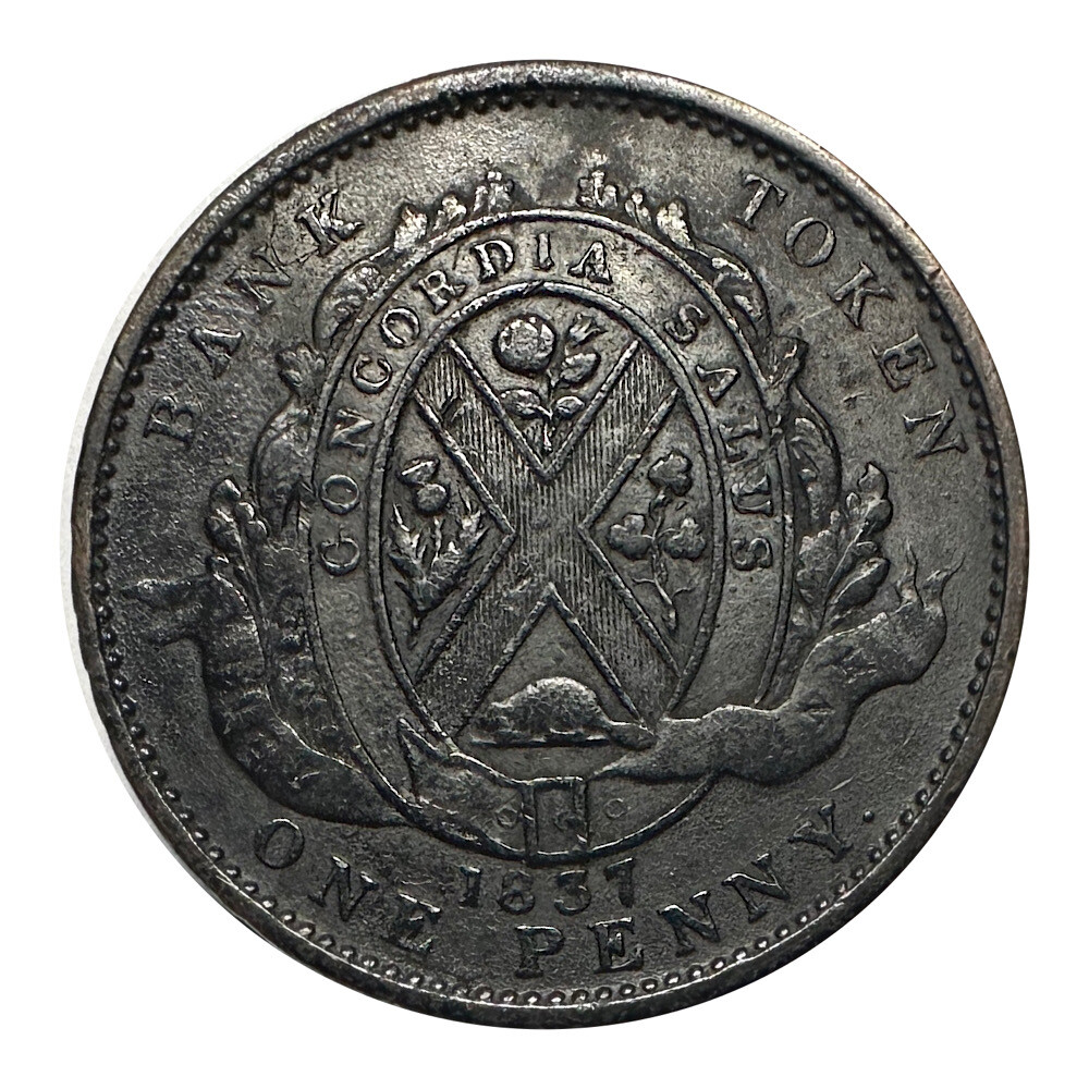 >1837 Canada Province Du Bas Deux Sous One Penny Bank Token - Dark ...