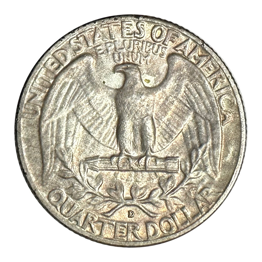 >1959-D U.S. Silver Washington Quarter - Gold and Red Toning on Obverse ...