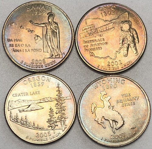*US Washington State Quarters - 2008-P Hawaii, 2002-P Ohio, 2007-P ...