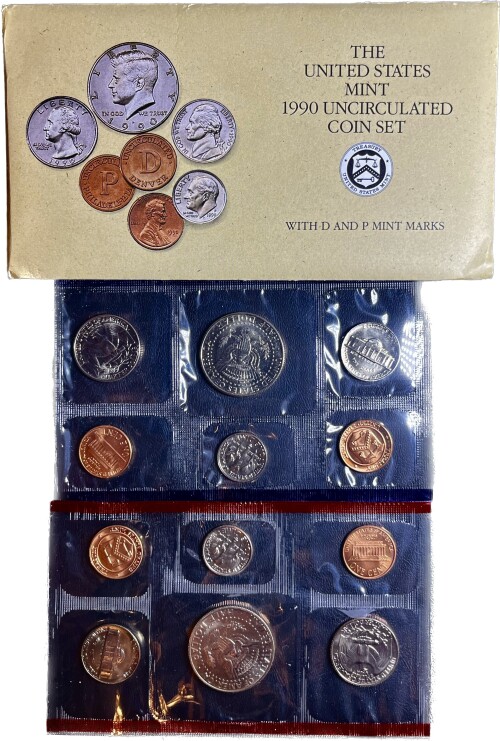 . 1990 (D&P) United States Mint Uncirculated Coin Set - 10 Coins & 2 ...