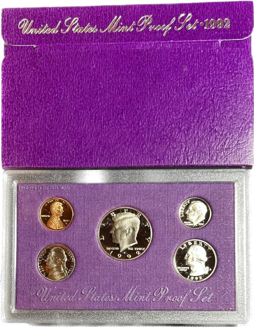 . 1992-S U.S. Proof Set - 5 Coins in Original Mint Packaging with COA ...
