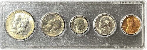 * 1965-P U.S. Year Set with Silver Kennedy Half - 5 Coins in Acrylic ...
