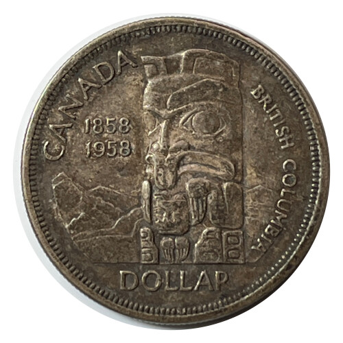 * 1858 - 1958 Canada Silver Totem Pole One Dollar - British Columbia ...
