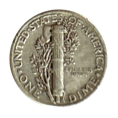 - 1944 U.S. Silver Winged Liberty Mercury Dime - Good Detail | Property Room